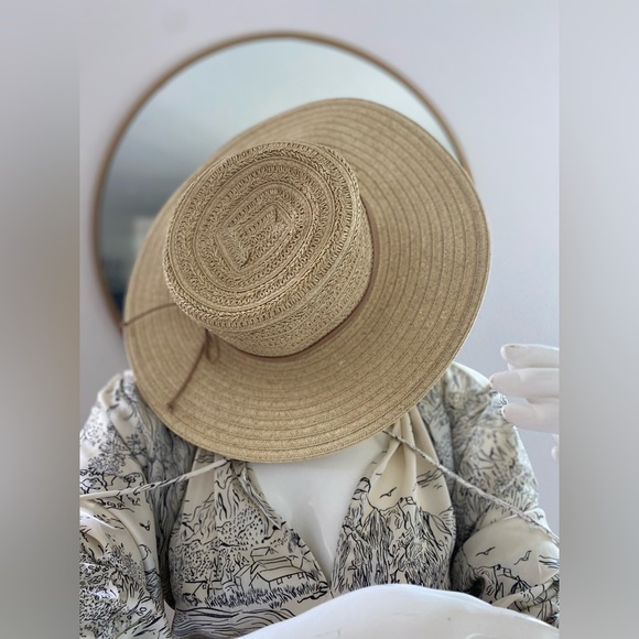 Lucky Brand | Accessories | Retro Lb Straw Paper Boater Suede Tie Bnwt ...